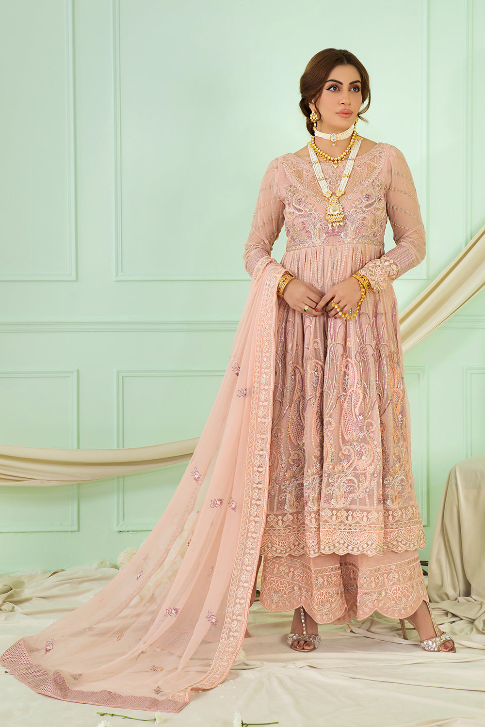 Belle Femme Crinkle Chiffon Peachy Dawn JO-143 – Almish.pk